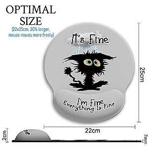 Ergonomic Mouse Pad with Wrist Support, Mouse Pad with Wrist Rest, Black Cat Gaming Mousepad with Non-Slip Pain Relief PU Base, Cute Mouse Pad for Desk Accessories Office Supplies Decor