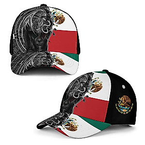 Hieprints Mexico Hat, Mexican Hats for Men Women, Mexico Eagle Flag Baseball Caps Snapback, Gorras De Mexico para Hombres (Mexico Aztec)