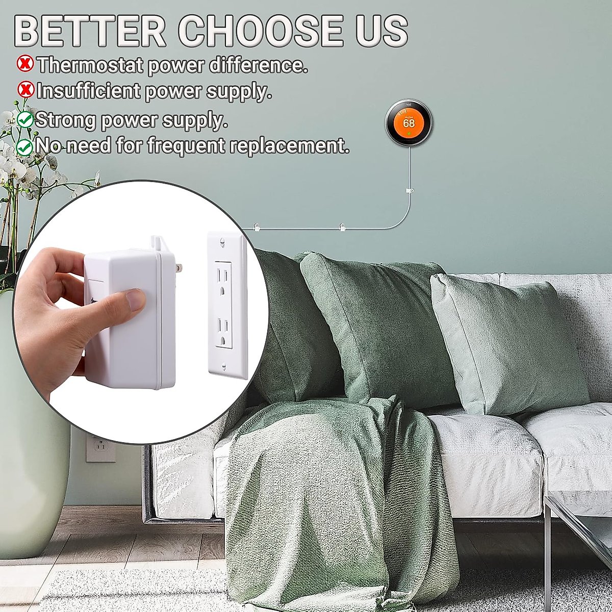 JAMHER 16.5 Volt Doorbell Transformer 16.5VAC 40VA 2424mA Plug in Transformer with PTC Fuse Compatible with Nest Ecobee Sensi and Honeywell Thermostat and All Versions of Ring Doorbell