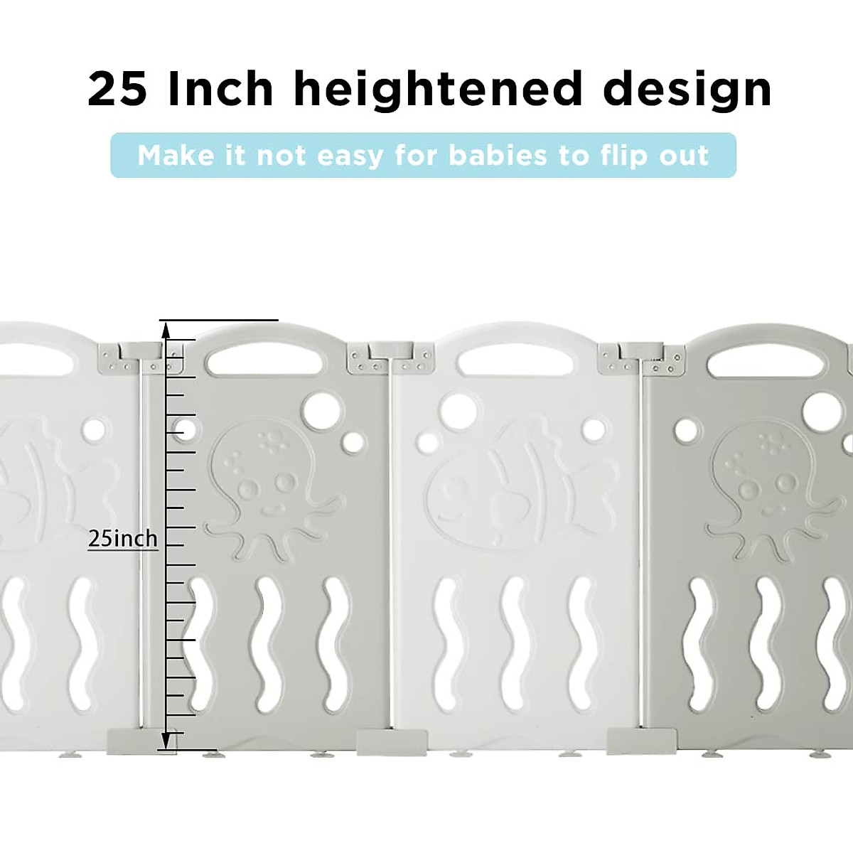 Albott Upgraded Foldable Baby Playpen Foldable Thicken Kids Safety Play Fence Toddler Play Yard 2-Panel Extension (Grey)