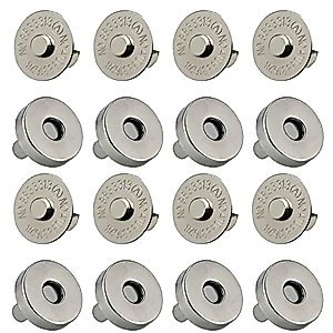 20 Set Magnetic Snaps, Purse Magnetic Bag Fastener Clasp Magnetic Button Replacement Kit for Sewing, DIY Craft, Purses, Bags, Clothes, Leather (Silver 18MM)
