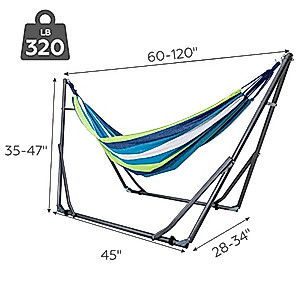 YUSING Hammock with Stand, Adjustable Heavy Duty Steel Frame, Portable Hammock for Indoor, Outdoor, Camping, Garden, Yard, Porch, Patio