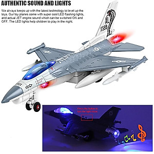 Lynkaye F-16 Fighting Falcon Thunderbirds Toy Army Air Force Military Airplane Model Kit with Fun Lights and Sounds (Bright White)