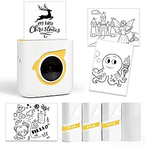 HPRT L8 Sticker Printer Mini Printer Portable Thermal Printer with 1Thermal Paper and 3 Sticker Rolls,Label Maker Machine for Pictures Printing,List,Study Notes,DIY,Receipts - Yellow