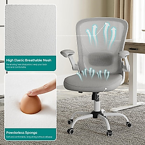 EUREKA ERGONOMIC Mesh Office Chair, Ergonomic Desk Chair with Adjustable Lumbar Support, Chair for Desk - Flip-Up Armrests, Breathable Computer Desk Chair with Wheels, Work Chair - BIFMA Passed(Gray)