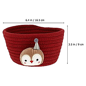 Toddmomy Collapsible Laundry Baskets Small Cotton Rope Woven Storage Basket Decorative Hamper Toilet Paper Basket with Penguin Doll Nursery Bin Laundry Baskets for Room Blankets Book Toy Organizer