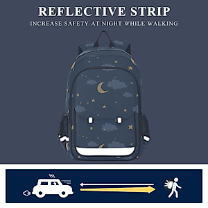 ALAZA Night Sky with Moon Stars and Cloud Backpack Daypack Bookbag