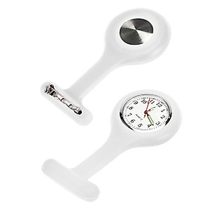 alladaga Set of 3 Nurse Fob Watches, Silicone Doctor Pocket Lapel Clip On Watches Gift (Blue Rose White)