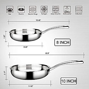 Duxtop Whole-Clad Tri-Ply Stainless Steel Stir-Fry Pan Kitchen Induction Cookware 8 Inches