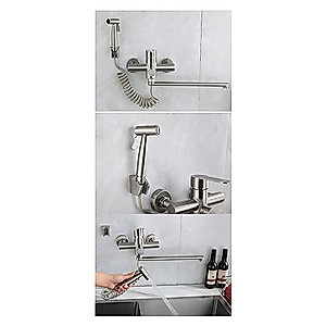 LDYXPHMCY Bath Faucet with Shower Faucet Wall Hanging Hot and Cold Water Extended Nozzle Kitchen Pressurized Spray Gun Set Bathroom Faucet(C Set Meal)