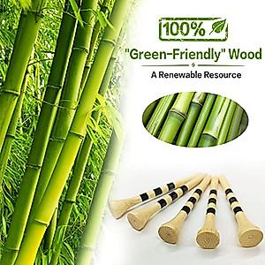 FINGER TEN Golf Tees Wood 3 1/4 Inch 120 Count, Durable Biodegradable Wooden Bamboo Tee 83mm (Wood&Black, 3 1/4 Inch(120 Pack))