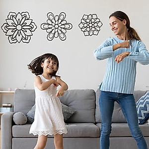 3 Pieces Metal Flower Wall Decor Rustic Galvanized Metal Flower Hanging Metal Flower Wall Art Wire Outline Wall Flowers Decor for Home Bedroom Bathroom Kitchen Garden Wall Art (3 Styles)