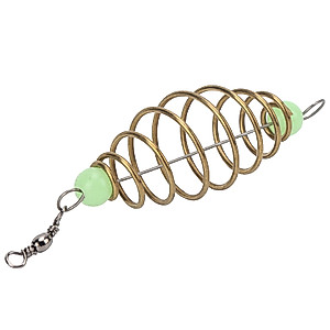 Dilwe Spring Bait Cage, Olive Shape Spring Fishing Tackle Bait Copper Alloy Coil Inline Feeder Lures Cage