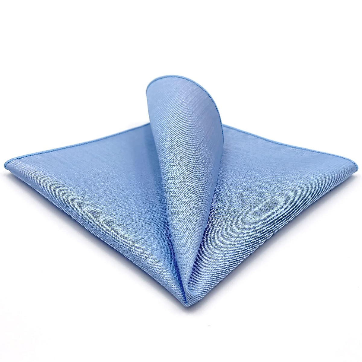 SHLAX&WING Solid Light Blue Azure Silk Pocket Squares for Men Business Wedding