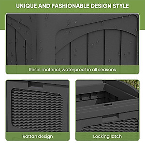 Patiowell 36 Gallon Outdoor Trash Can, Resin Outdoor Garbage Can with Lid for Patio, Backyard, Deck, Black