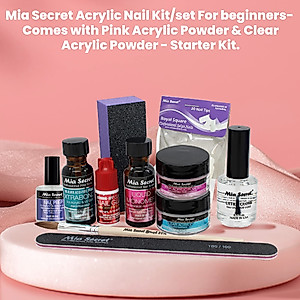 Mia Secret Acrylic Nail Kit/set For beginners - Nails Kit With Pink Acrylic Powder and Clear Acrylic Powder With Everything - Starter Kit de Uñas Acrilicas Mia Secret - Kit de Uñas Mia Secret Completo