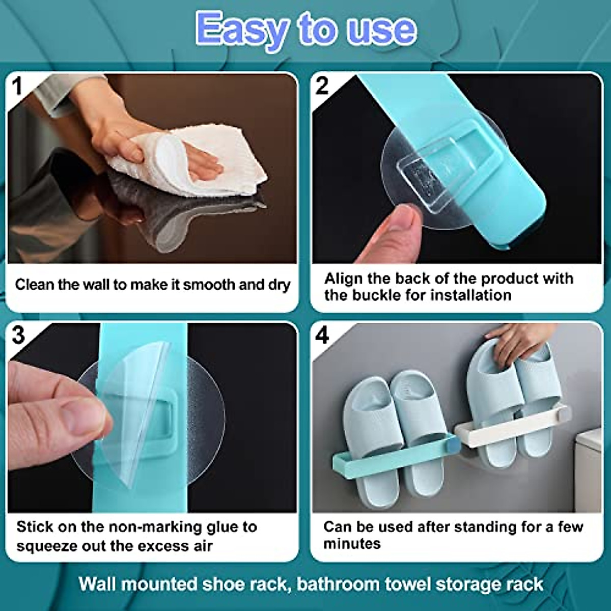 2 PCS Slippers Rack Wall Mounted Hanging Shoe Holder Self Adhesive Shoe Rack Hanging MultiFunction Simple Convenient Wall Bracket Shoe Organiser for Door Cabinet Motorhome Bathroom Kitchen Living Room