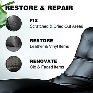 WEYSTOM Leather Recoloring Balm - Black Leather Repair Kit for Furniture, Leather Dye, Recolor, Renew, Repair & Restore Aged, Faded, Cracked, Peeling and Scuffed Leather