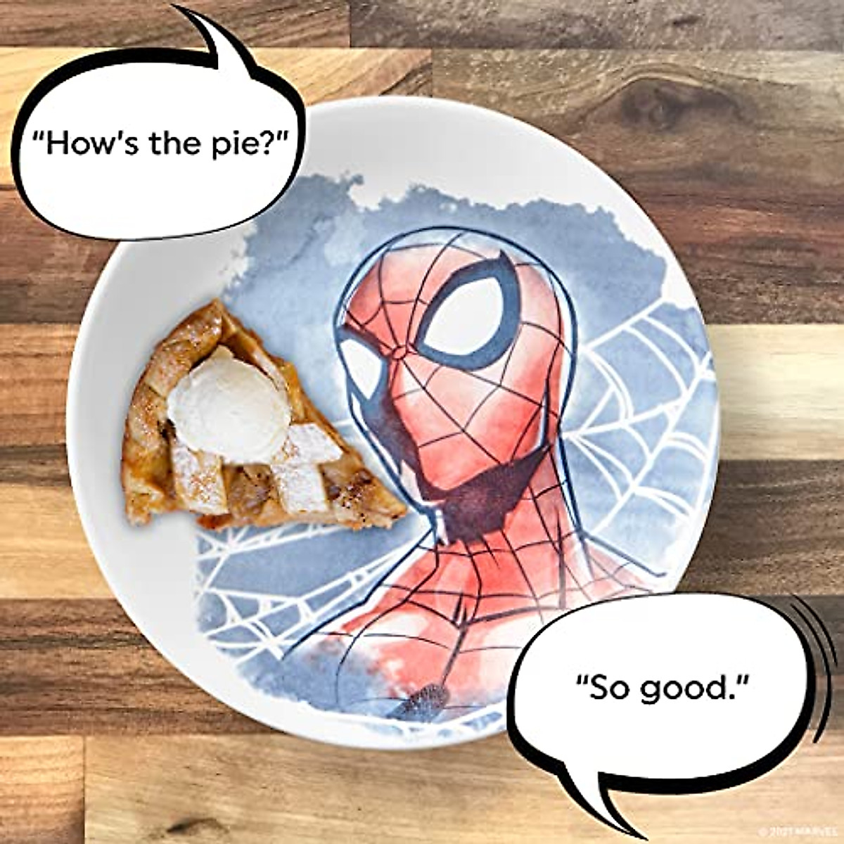 Corelle Vitrelle 4-Piece Salad Plate Set, Triple Layer Glass and Chip Resistant, Lightweight Round 8-1/2-Inch Plates Set, Marvel's Spider-Man