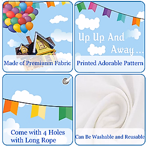 UP Happy Birthday Background Banner Blue Sky White Cloud Balloon Party Decoration Photography Background Banner 7x5 ft