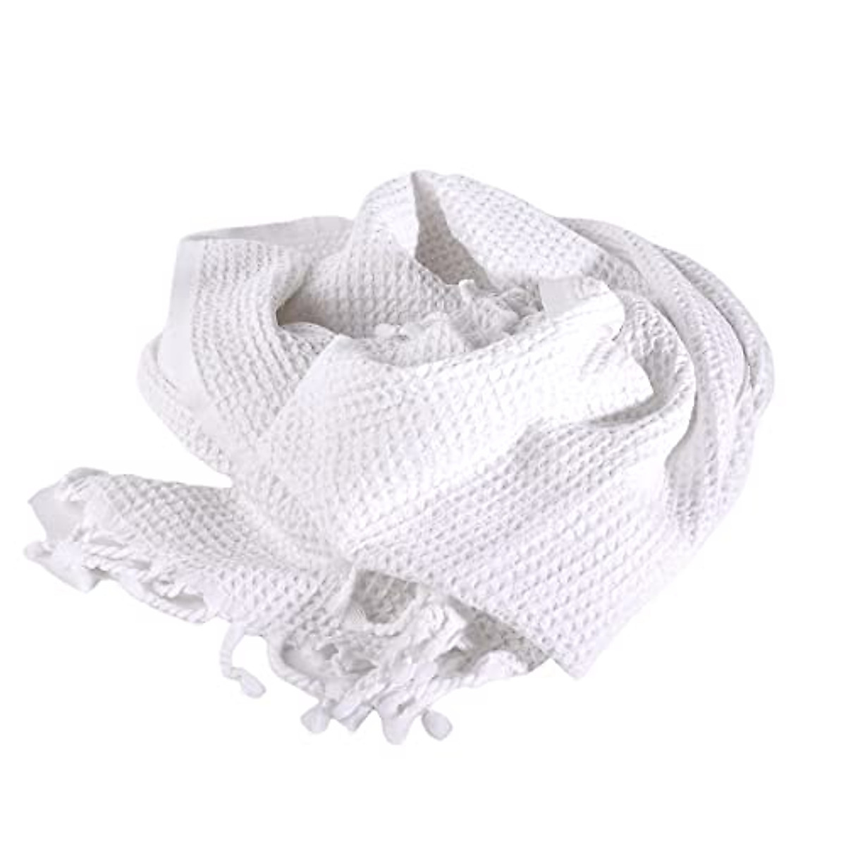 Püskül - Turkish Beach Towels Oversized Waffle - Softest 100% Turkish Cotton - 33x67 inch - White - Pack of 3 (3)