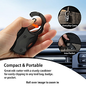 Small Pocket Knife, Gifts for Men Dad Brother, Self Defense Keychain Pocket Knife for Men, 2 Pack Carabiner Small Pocket Knife with Stainless Steel Blade, Mini Folding Knife, Black