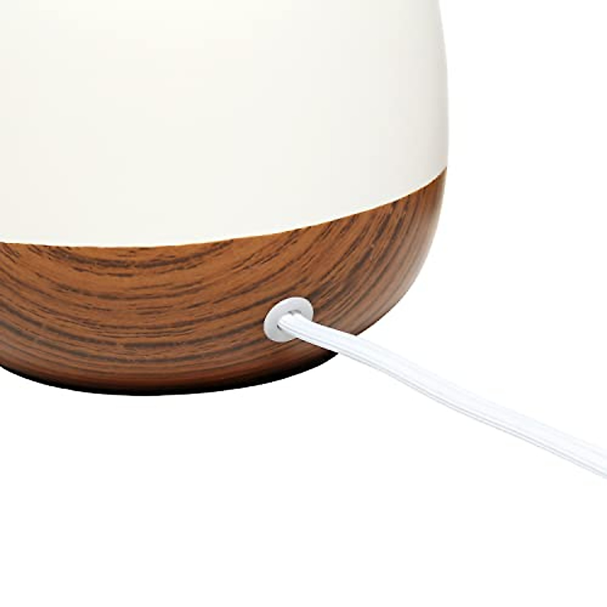Simple Designs LT2078-DWW Petite Mid Century Table Lamp, Dark Wood and White