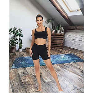 Hotexy Workout Sets for Women Active 2 Pieces Ribbed High Waisted Shorts with Seamless Sports Top Tracksuits Outfits