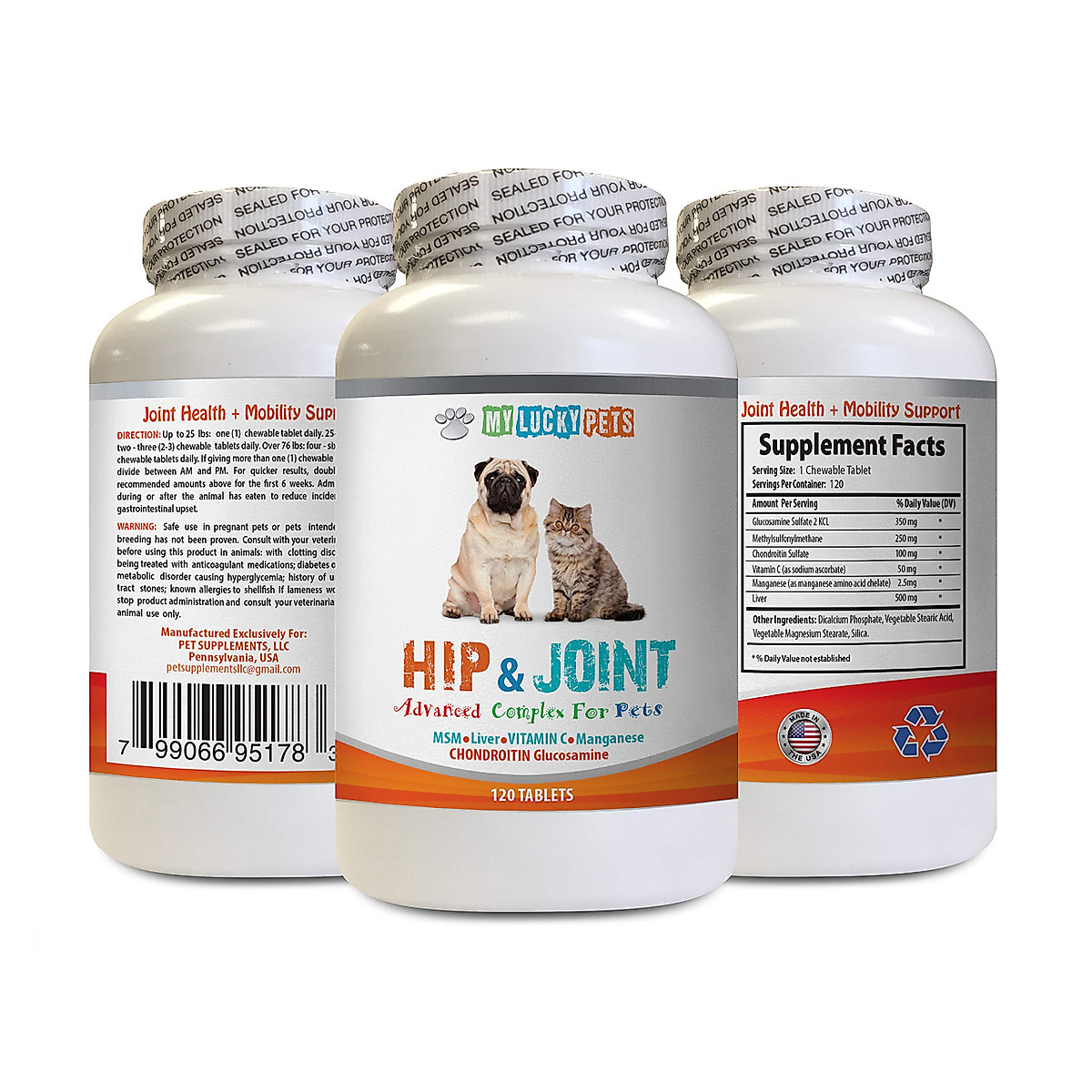cat joint chews - PET HIP AND JOINT COMPLEX - DOGS AND CATS - NATURAL VET APPROVED FORMULA - IMMUNE BOOST - GOOD FOR STIFF JOINTS - glucosamine supplement for cats - 1 Bottle (120 Tabs)