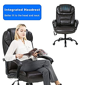 Big and Tall 500lbs Office Chair, Ergonomic Desk Chair,Wide Seat PU Leather Executive Chair with Lumbar Support,High Back Computer Chair,Swivel Task Chair for Heavy People Women,Brown