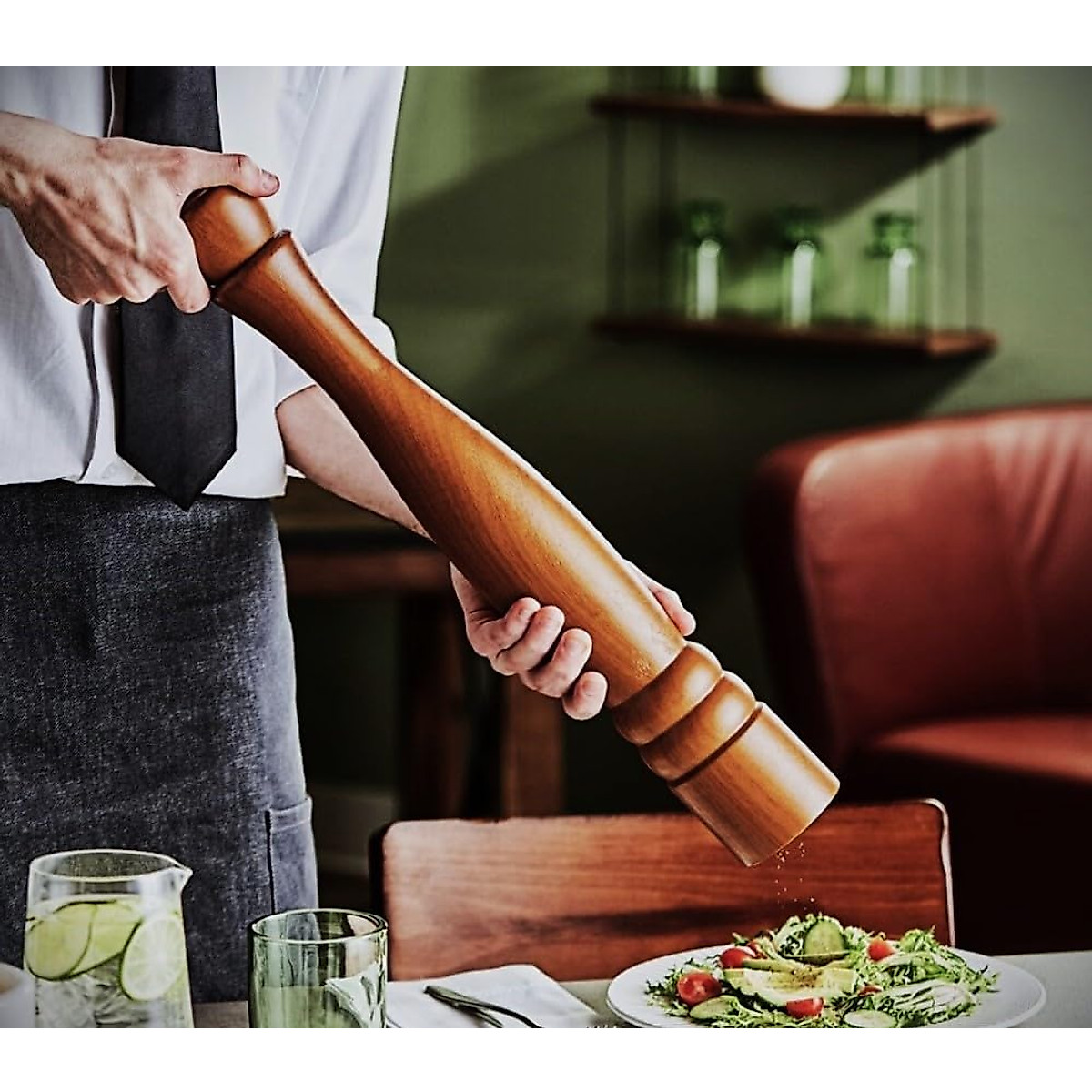 Soro Essentials- 18” Wooden Pepper Grinder- Pepper Mill or Salt Mill Best Pepper or Salt Grinder with an Adjustable Rotor and Easily Refillable Spice Tool Grinder Pepper Grinder for your kitchen
