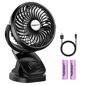 SkyGenius Battery Operated Clip on Fan for Bay Stroller, USB Rechargeable Battery Powered Mini Desk Fan (Max 40Hours)