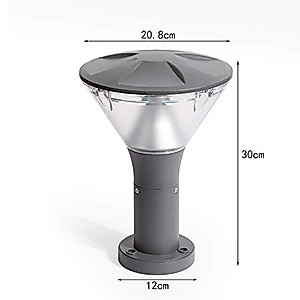 ZMY Modern Simple Grey Waterproof Pillar Light Outdoor LED Anti-Rust Aluminum Post Lighting PC Lawn Garden Home Column Lantern Villa Decorative Pathway Fixture E27 Edison