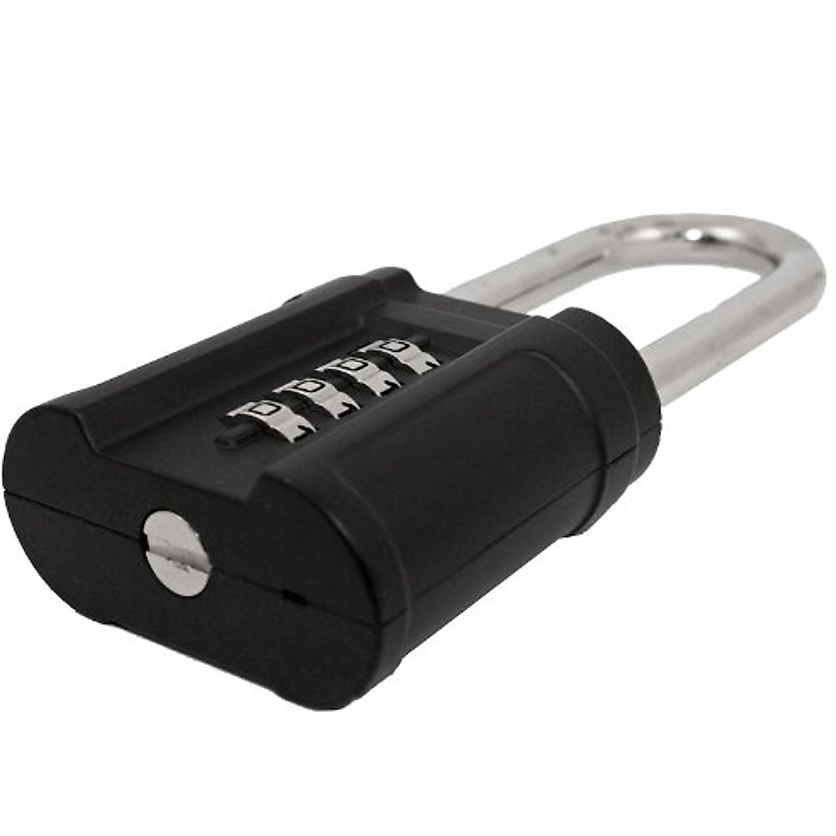 FJM Security SX-874 4-Dial Long Shackle Combination Padlock With Black Finish