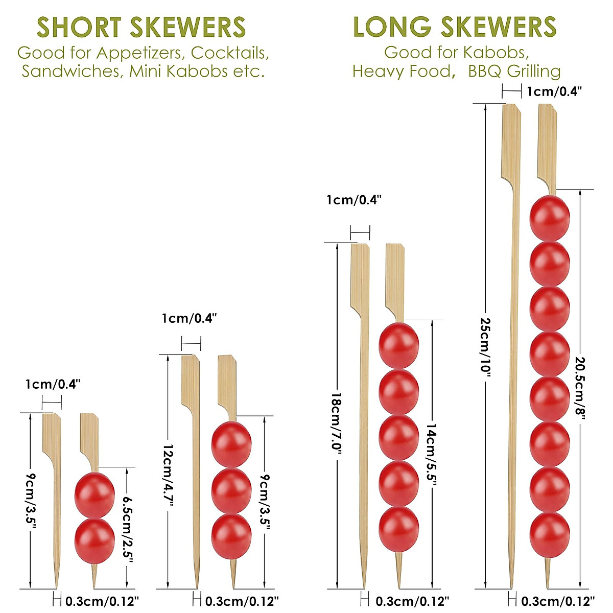 Minisland Premium 4.7 Inch Square Small Mini Bamboo Paddle Skewers for Appetizers Fruit Kabobs Sandwiches Cocktail Party Finger Food Sticks 3mm Thick 100 Counts -MSL162