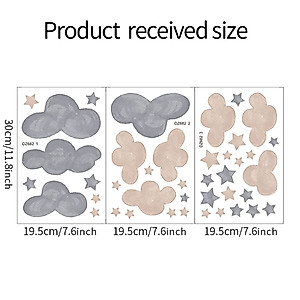 Buer homie Wall Decals, Clouds Pattern, Brown and Grey Watercolor Stickers