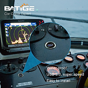 BATIGE 2 Pack Small USB 3.0 Male to Female AUX Flush Panel Mount Extension Cable for Car Truck Boat Motorcycle Dashboard 3ft