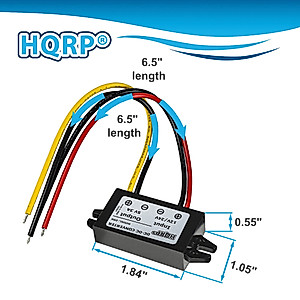 HQRP DC-DC Step Down Converter 12/24V to 5V 3A 15W with Open Wire Connector Power Supply Adapter Compatible with Car Radio, Dash cam, GPS Navigation Waterproof Voltage Regulator