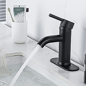 Black Bathroom Sink Faucet Single Hole Single Handle Bathroom Faucet Matte Black Vanity Faucet Modern RV Faucet Deck Mount 1 Hole or 3 Holes