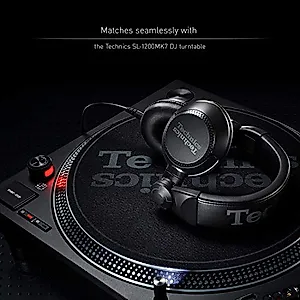 Technics Professional DJ Headphones with 40mm CCAW Voice Coil Drivers, 270° Swivel Housing and Locking Detachable Cord; Lightweight, Foldable High Input - EAH-DJ1200 (Black)