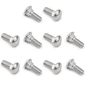 MroMax 10PCS Carriage Bolts M6x16mm Half Round Head Square Neck Bolt Fasteners 304 Stainless Steel Neck Carriage Bolt Silver Tone