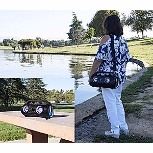 Boytone BT-16S Portable Bluetooth Boombox Speaker, Indoor/Outdoor, 25W, Loud Sound, Deeper Bass, EQ, 5" Subwoofer, 2 x 3 Tweeter, FM, 9H Playtime, USB, Micro SD, AUX, Microphone, Recording, LED Light