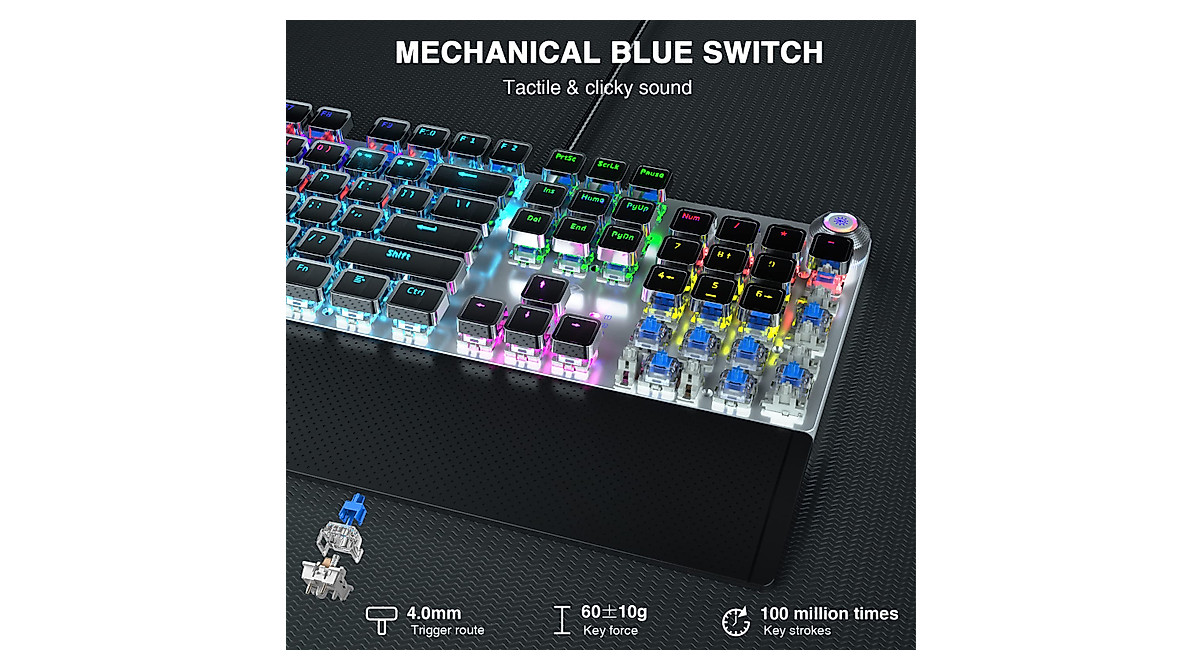 AULA Retro Typewriter Gaming Keyboard and Mouse Combo (F2088 Punk Blue ...