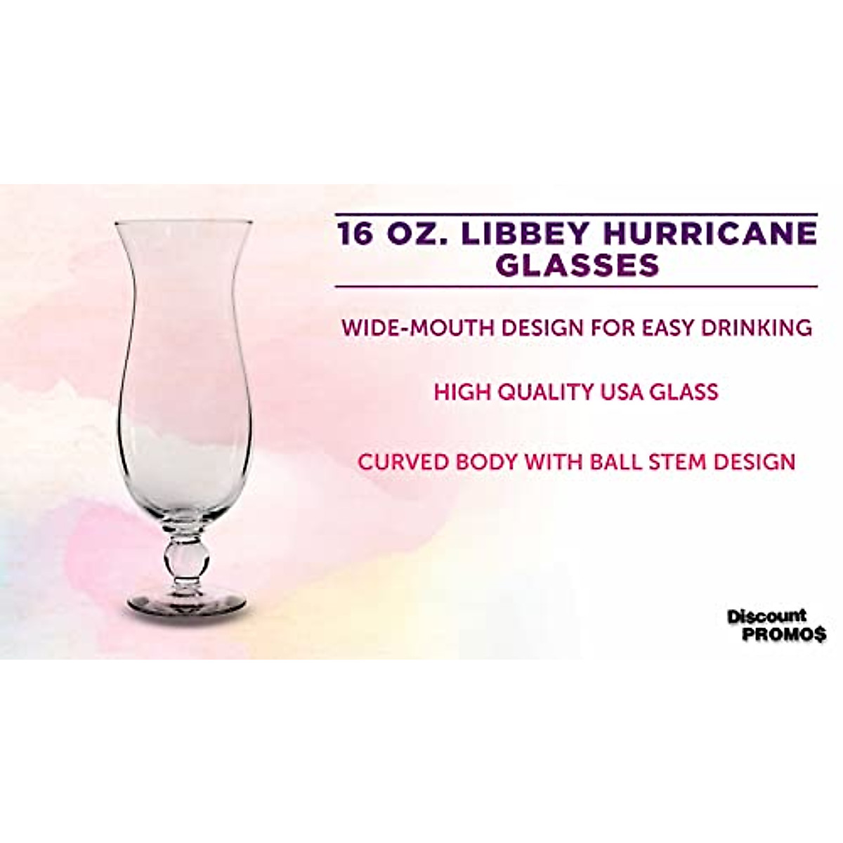 Libbey Hurricane Glasses 16 oz. Set of 12 Bulk Pack - Perfect Cocktail Glasses used as Pina Colada Glasses or Mudslide Glasses - Clear