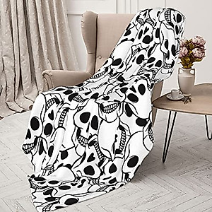 Skulls Blanket Soft Fleece Throw Blanket Plush Weighted Blankets for Couch Sofa Skull Gifts for Kids Adults Men Women