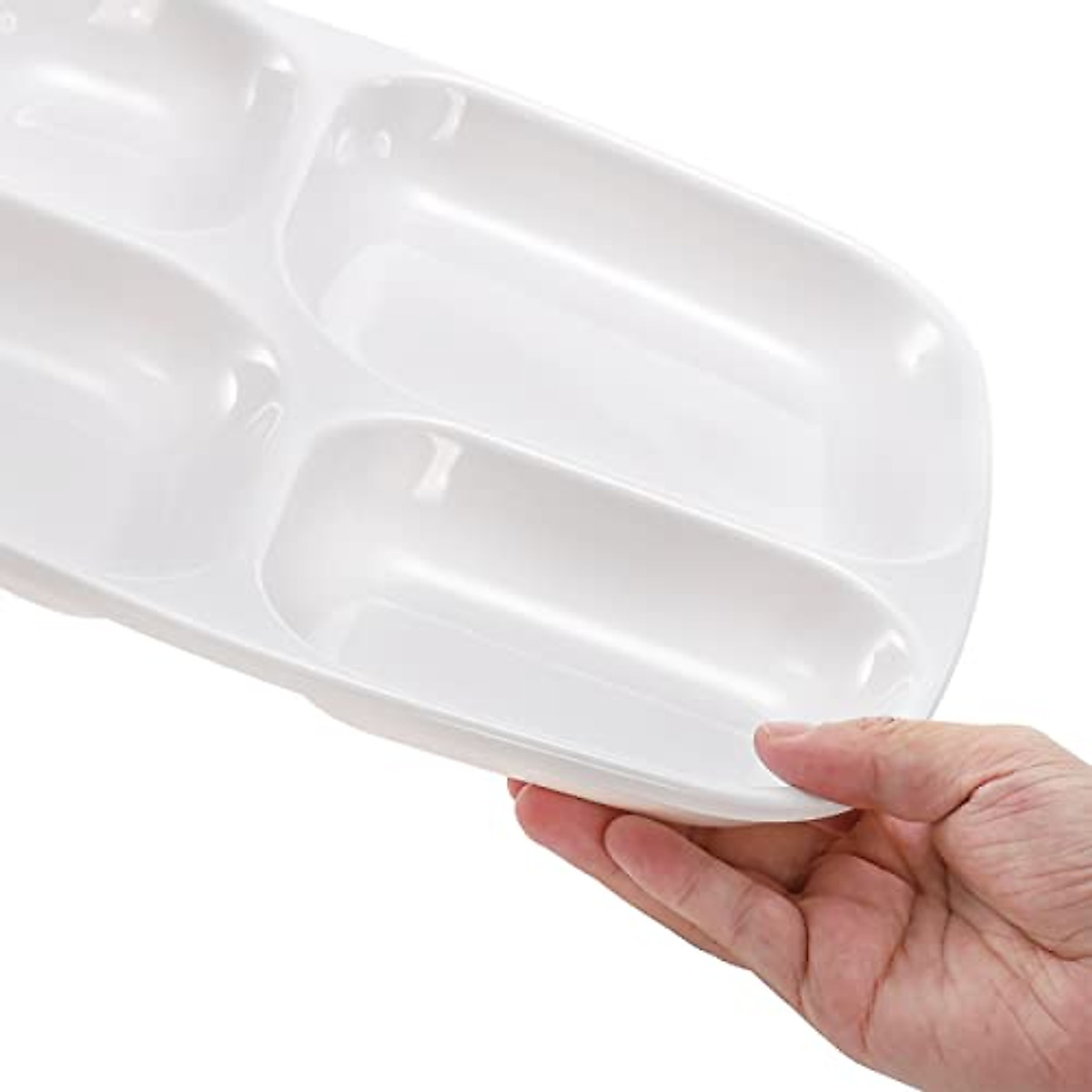 Dicunoy 8 PCS Divided Meal Tray, 10 Inch Melamine Dinner Plates for Adults, Sectional 4 Compartments Portion Control Plate Reusable Serving Platter for Salad, Noodles, Kids, Camping, Picnics