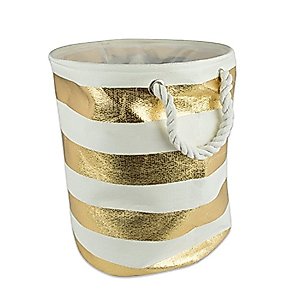 DII Collapsible Laundry Hamper/Storage Basket, Stripe Woven Paper, Gold Stripe, Large