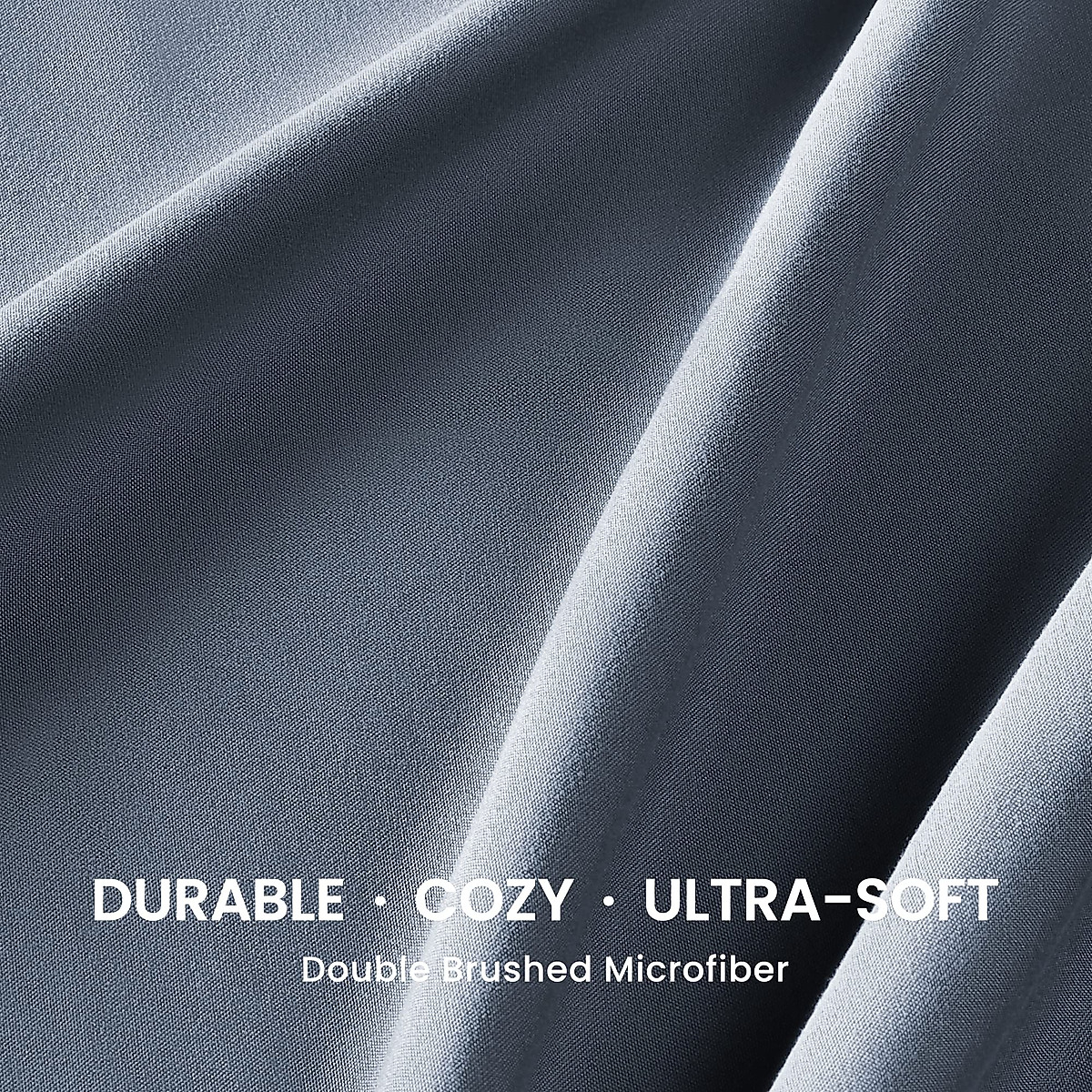 SLEEP ZONE® Nanotex® Super Soft Cooling Full Size Bed Sheets Set 4 Piece - Easy Care Fitted Flat Sheet & Pillowcase Sets - Wrinkle Free, Fade Resistant, Deep Pocket 16" (Flint Blue, Full)