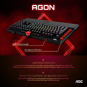 Agon Tournament-Grade RGB Gaming USB 2.0 Type-A Mechanical Keyboard, Cherry MX Blue Switches, NKRO, Dedicated Macro & Multimedia Buttons, Light FX Sync, G-Tools Software (AGK700)