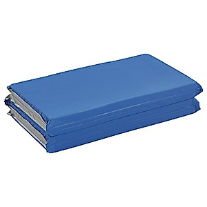 ECR4Kids Everyday Folding Rest Mat, 4-Section, 1in, Classroom Furniture, Blue/Grey